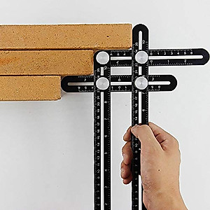 Six-Sided Aluminum Alloy Angle Measuring Tool, Angle Ruler Template Template Tool Full Metal Measuring Rules Layout Tool for Handymen Builders DIY Carpenters Craftsmen