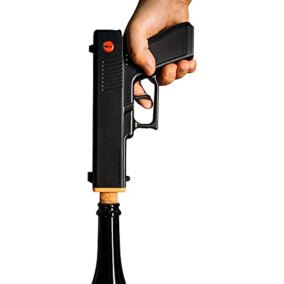 Electric Gun Wine Corkscrew Bottle Opener - Rechargeable Holster Base Cordless Battery - Automatically Open Wines Multifunctional Electronic Cork Puller - Guns Enthusiasts Gift & Vino Lovers (Black)