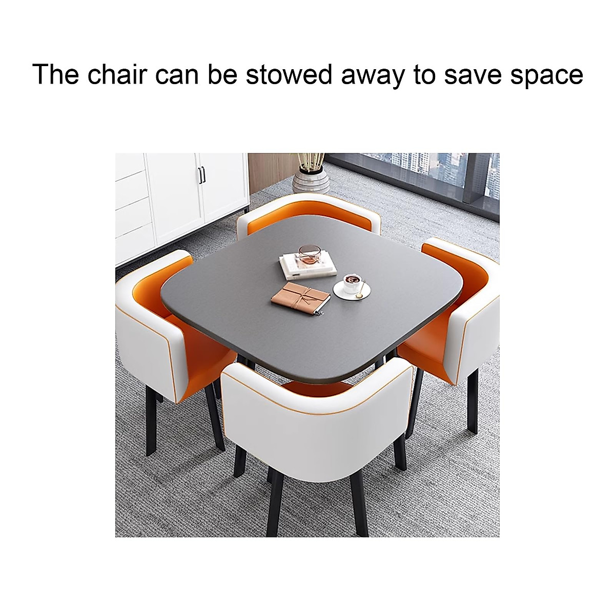 HASMI Conference Table with Chairs Set, Office Reception Table and Chairs, Modern Conference Room Table with Chair, for Home Living Room Balcony Cafe Office