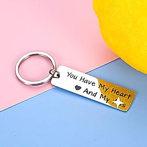 Funny Husband Boyfriend Christmas Valentines Day Gift Keychain from Girlfriend Wife Funny Wedding Stocking Stuffer Anniversary Birthday Gag Gifts for Couple Women Men You Have My Heart Present Him Her