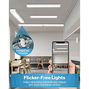 Sunco 2 Pack LED Wraparound Light Fixture 4FT, Garage Ceiling Lights, Linkable 40W=300W, 3500 LM, 6000K Daylight Deluxe, Hardwired, Surface Mount, Workshop Utility Light ETL