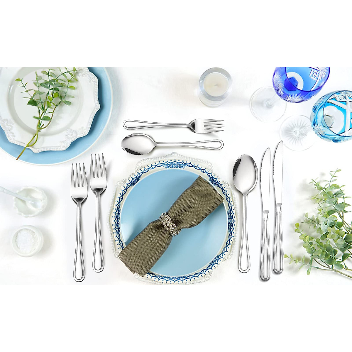 Dinner Spoons Set of 12, E-far 7.9 Inch Stainless Steel Soup Spoons Tablespoons for Home, Kitchen or Restaurant, Non-toxic & Mirror Polished, Easy to Clean & Dishwasher Safe