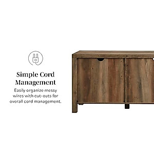 Walker Edison Georgetown Modern Farmhouse Double Barn Door TV Stand for TVs up to 80 Inches, 70 Inch, Rustic Oak, Without Fireplace, 15.75 x 70 x 24 inches