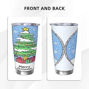 AYCZN Xmas 20 OZ Tumbler Stainless Steel Travel Coffee Mug, Christmas Tree Insulated Water Bottle with Lid and 2 StrawsLeakproof Thermal Cup