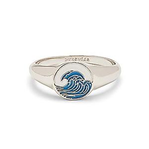 Pura Vida Silver-Plated Make Waves Stackable Signet Ring - Brass Base, Stylish Design - Size 6