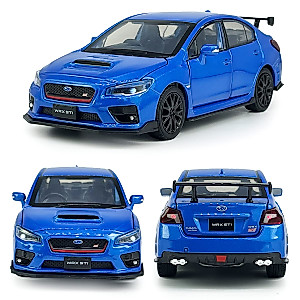 2016 Impreza WRX STI S207 Diecast Model Cars Racing Sports Toy Car 1/32 Scale Metal Children’s Die-cast Vehicles with Light, 4 Doors Open, Hood & Trunk Open, Toys for Boys Gifts Men, Blue