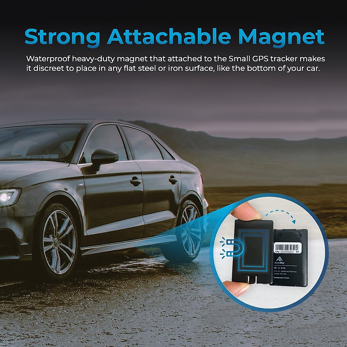 AutoSky GPS Tracker - Small Portable, Splashproof Magnet Mount, North and South America Coverage. 4G LTE Real-Time Tracking for Vehicle, Asset, Fleet, Elderly and More. Subscription is Required