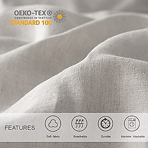 meadow park Stone Washed Linen King Duvet Cover 3-pc Set, Oeko-Tex Certified, Ultra-Soft, Machine Washable, All Season, Natural Color