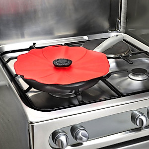 Charles Viancin - Poppy Silicone Lid for Food Storage and Cooking - 13''/33cm - Airtight Seal on Any Smooth Rim Surface - BPA-Free - Oven, Microwave, Freezer, Stovetop and Dishwasher Safe