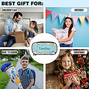 Personalized Unicorns and Flowers Pencil Case, Pencil Bag with Zipper, Pencil Pouch Organizer with Name, Pencil Box for Students Girls Teens, Gift for Birthday, Children's Day and Back to School