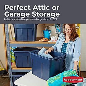 Rubbermaid Roughneck️ Storage Totes 18 Gal, Durable Stackable Storage Containers, Great for Garage Storage, Moving Boxes, and More, 6-Pack