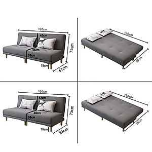 JHKZUDG Convertible Chair Bed, 3 Angles Adjustable Back,Sleeper Sofa with Adjustable Backrest, 4-in-1 Folding Floor Couch,for Dorm, Guest Room,Beige,120 × 61 × 75cm