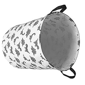 HUAYEE 19.6 Inches Large Laundry Basket Waterproof Round Cotton Linen Collapsible Storage bin with Handles for Hamper,Kids Room,Toy Storage(Dinosaur)