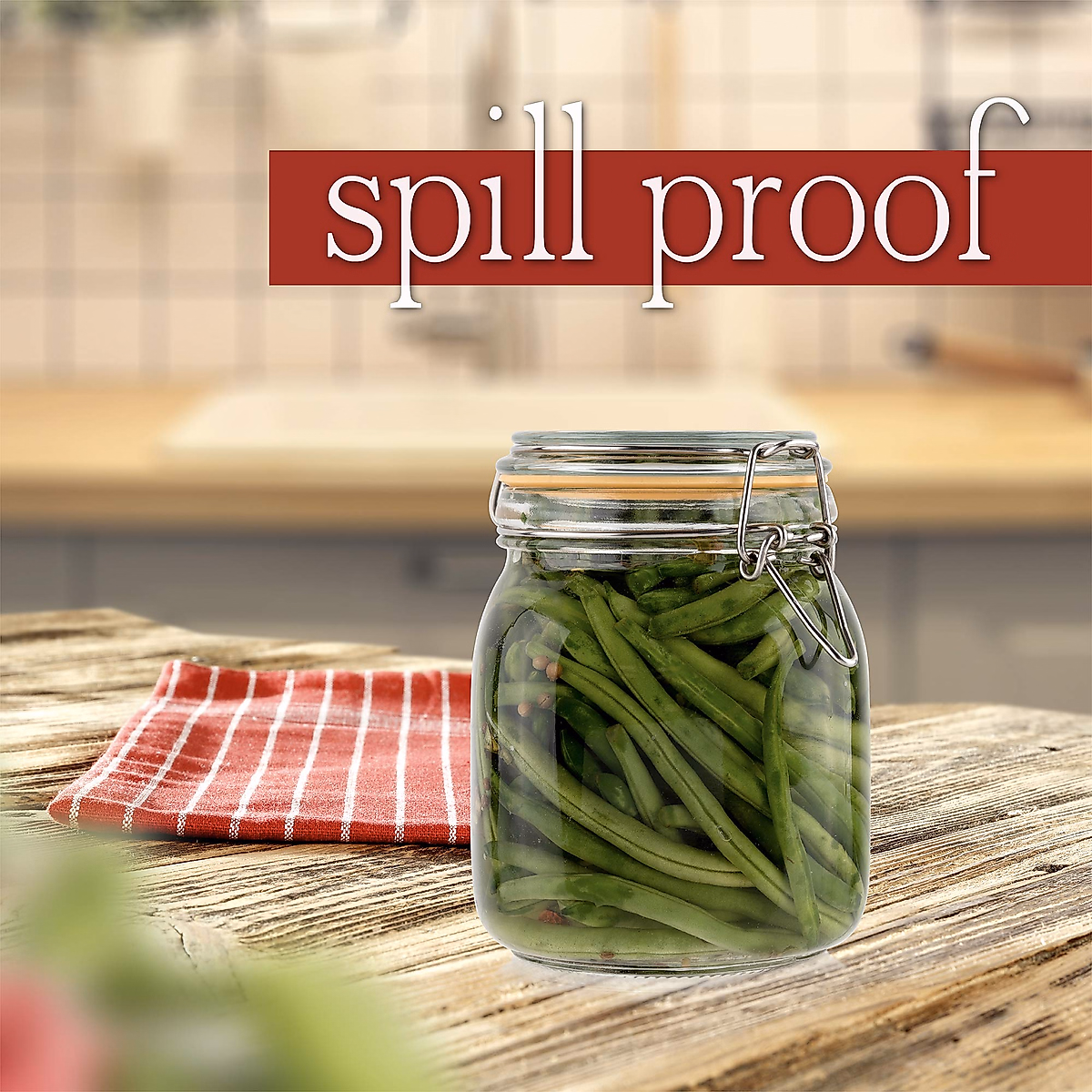 Galashield Glass Jars with Lids Food Storage Jars with Airtight Lids Leak Proof Glass Canisters Kitchen Jars [Set of 2-33 oz]