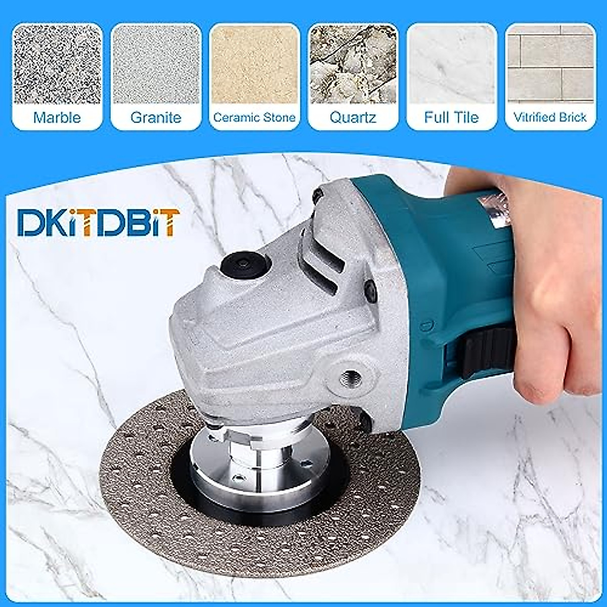 Diamond Tile Cutting Grinding Wheel, 4-1/2inch Disc Blade for Angle Grinder to Cut Grind Polish Porcelain Ceramic Marble Stone, with Dual Diamond Coverage and 5/8-11 Arbor Adaptor, Durable Efficient