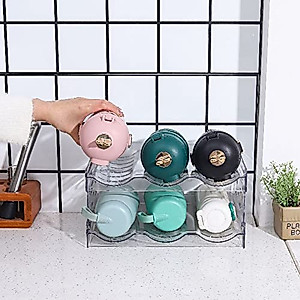 Hesitroad Bottle Storage Rack Stable Structure Pantry Fridge Drink Organizer 1 Set Anti-Crack Clear