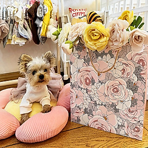 AMROSE Large 13'' Gift Bag withTissue Paper and Card, Recyclable Paper Gift Bag for Birthdays, Thanksgiving, Christmas, Mother's Day, Wedding, Engagement, Parties and More,Watercolor Floral