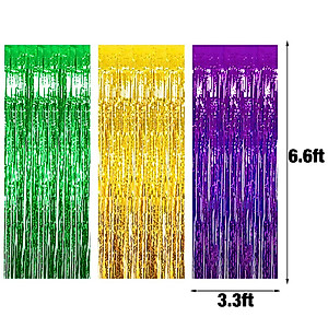 Mardi Gras Decorations Fat Tuesday Decorations Mardi Gras Party Decorations Mardi Gras Decor Mardi Gras Party Backdrop Purple Green Gold Foil Fringe Curtains Mardi Gras Party Supplies by HappyField