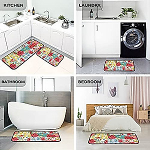 Rose Flower Butterfly Kitchen Mats The Flower Floral Kitchen Rugs Runner Laundry Rug Non Slip Floor Door Mats Soft Doormats Carpet Home Decor Set of 2