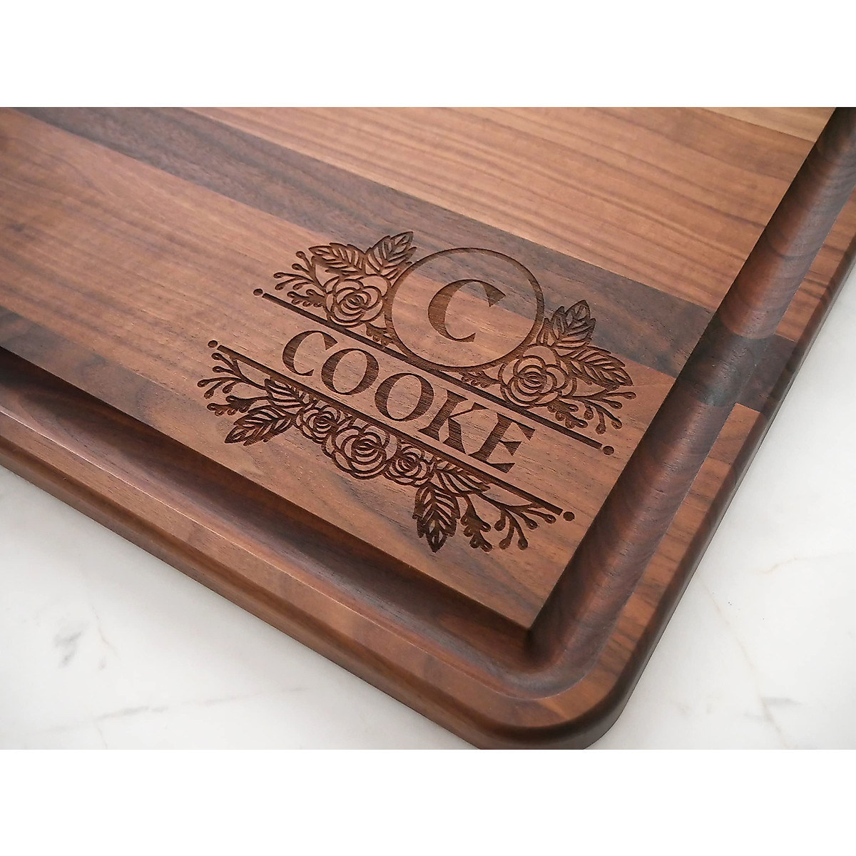 Extra Large Personalized Butcher Block Cutting Board - Extra Large Wooden Personalized Cutting Board Custom Engraved - Personalized Wedding Gift for the Couple - Walnut Meat Carving Chopping Board