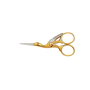 Classic Forged Stork Embroidery Scissors 3.5"-Gold