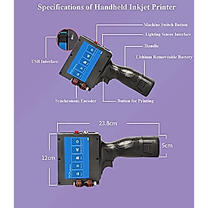 Portable Inkjet Printer with 4.3 Inch HD Touch Screen, Handheld Inkjet Printer with Quick-Drying Ink Cartridge, Handheld Printer Gun for Label/Production Date/Serial Number/Barcode/QR Code/Logo/Image