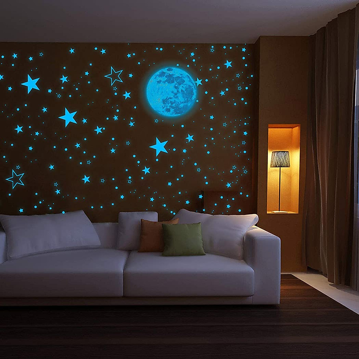 Zeelina Glow in The Dark Stars for Ceiling 1049 Pieces Adhesive Wall Stickers Including Glow Stars and The Moon,Glowing Stars for Ceiling and Wall Decals,Perfect for Kids Bedroom and Kids Birthday