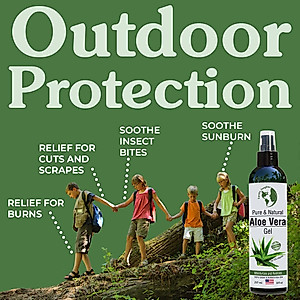 Earth's Daughter Organic Aloe Vera Gel from 100% Pure and Natural Cold Pressed Aloe - Great for Face - Hair - Acne - Sunburn - Bug Bites - Rashes - Eczema - 8 Oz.