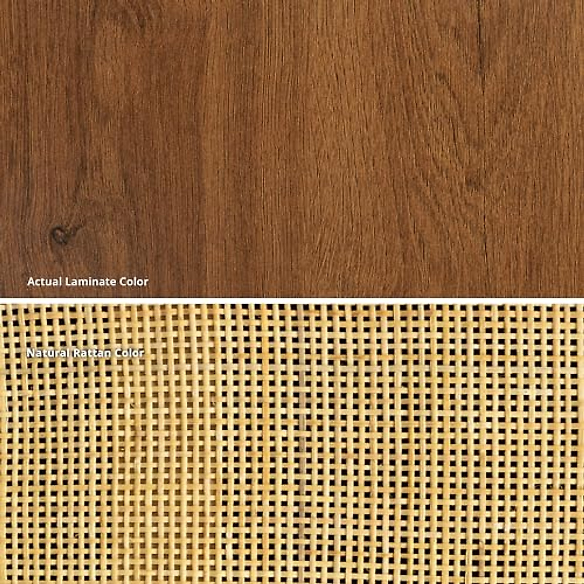 Atlantic Loft & Luv Remy Boho Mid-Century Bar Cabinet with Natural Rattan Panels with Storage, Walnut Finish