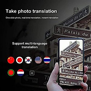 WDSD C-1 5.0 Rechargeable Fast Connection Mini Portable Voice Multi-Language Smart Translator for Overseas Business Meeting (Color : White-Dinosaur Doodle4)