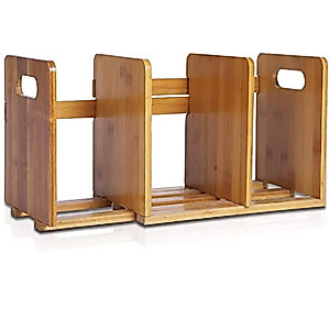 Salafey Expandable Desktop Bookshelf,Bamboo Desktop Bookcase,Mini Bookshelf Organizer Tabletop Bookshelf for Office Home Tabletop
