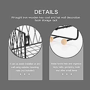 FOMIYES White Wall Decor Hanging Storage Rack Hole- Free Storage Shelf Hanging Clothes Storage Organizer Wardrobe Hanging Rack for Home Closet Wardrobe Use Black Key Hanger