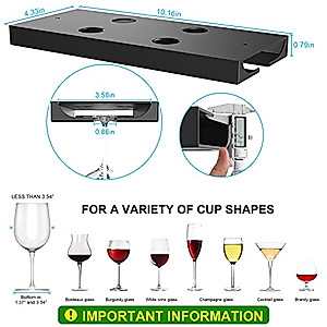 Wine Glass Rack - Under Cabinet Stemware Rack, Wine Glass Holder Glass Storage Hanger for Bar, kitchen, Dining Room (Black 2 Pcs Set)