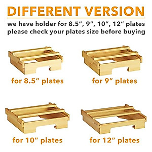SpaceAid 9-inch Paper Plate Dispenser, Under Cabinet Bamboo Plates Holder, Kitchen Counter Vertical Plate Dipensers Holders Countertop Caddy (for 9 inches Plates, Bamboo)