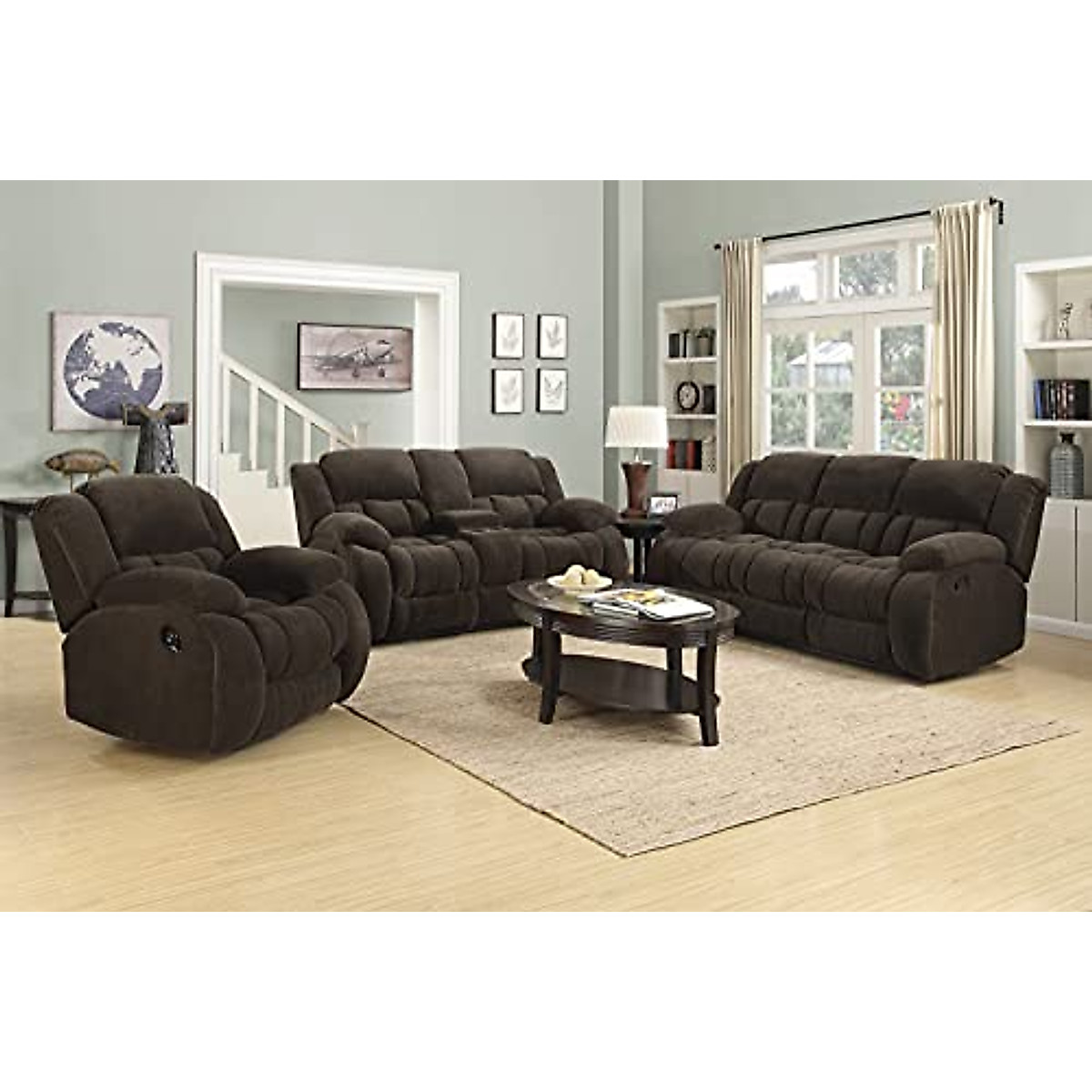 Coaster Furniture Weissman Pillow Padded Motion Sofa Chocolate 601924