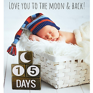 SWOOFE Baby Milestone Age Blocks for Boy or Girl - Non Toxic Natural Rustic Walnut Pine Wood - Milestone Blocks Set - Weekly Monthly First Year Picture Newborn Photography Prop, Perfect Shower Gift