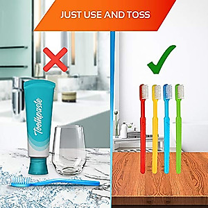 144 Prepasted Disposable Toothbrushes | Pre-Pasted Soft Bristle Tooth Brush Set for Dental Care & Oral Hygiene | Individually Wrapped Toothbrush Pack Airbnb Gifts | NO WATER NEDEED, Paste Made In USA.