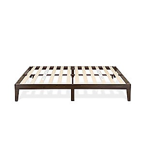 East West Furniture DNP-22-F Full Size Platform Bed with 4 Solid Wood Legs and 2 Extra Center Legs - Walnut Finish