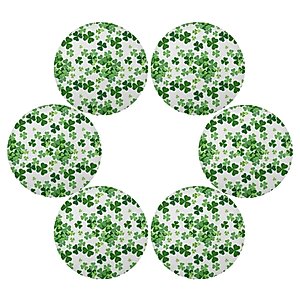 St. Patrick's Day Placemats Lucky Clover Shamrocks Round Placemats Set of 6 for Kitchen Table Washable Kitchen Table Mats Place mats