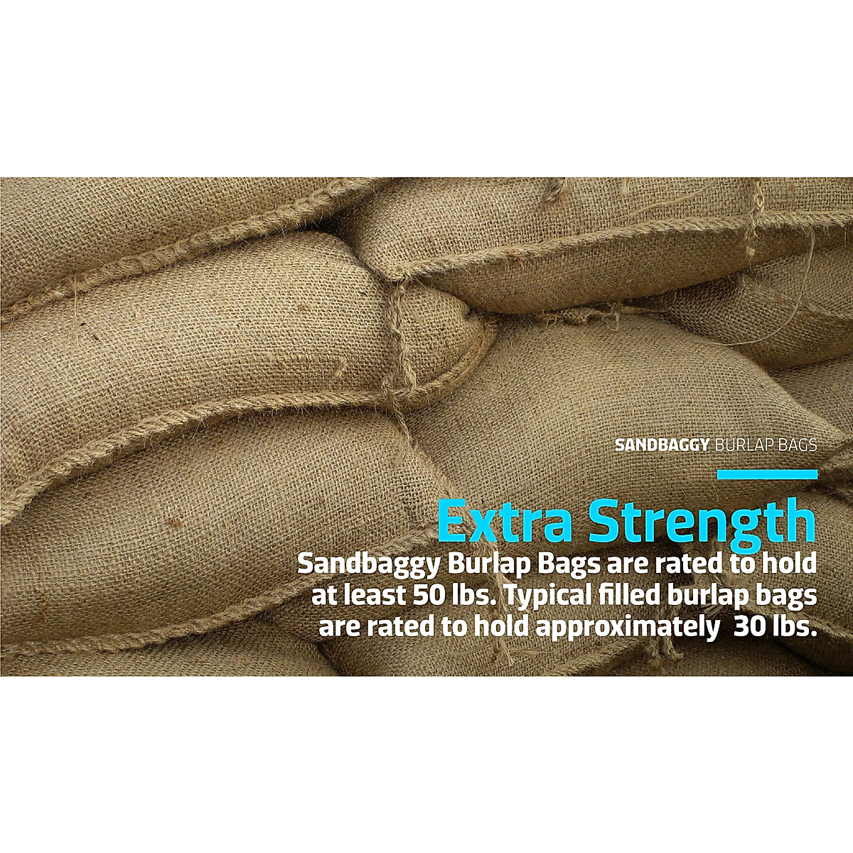 Sandbaggy Burlap Sand Bag - Size: 14" x 26" - Sandbags 50lb Weight Capacity - for Flooding, Flood Water Barrier, Tent Sandbags, Store Bags - Sand Not Included (5 Bags)