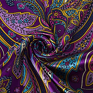 YOUR SMILE Polyester Scarf Women’s Fashion Pattern Large Square Satin Headscarf Headdress 35''x35'' (Style 506)