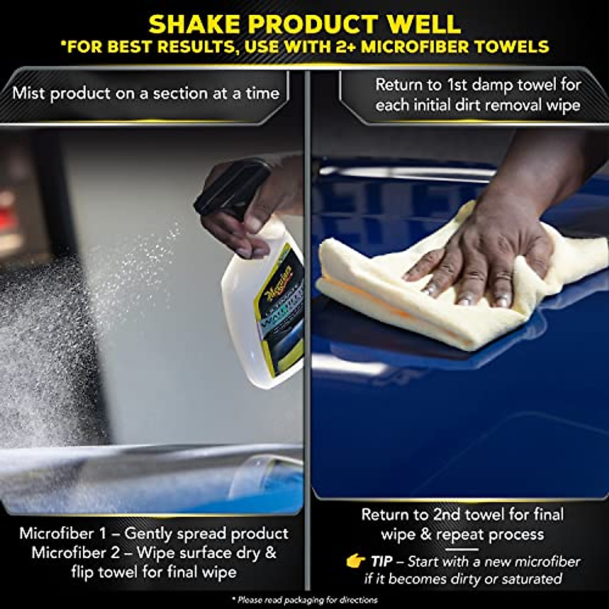 Meguiar's Ultimate Waterless Wash & Wax - Scratch-Free Waterless Car Wash That Makes Car Detailing Quick and Easy - 26 Oz