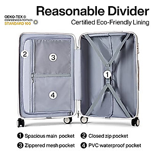 Hanke 20 Inch Carry On Luggage Airline Approved, Lightweight PC Hardside Suitcase with Spinner Wheels & TSA Lock,Rolling luggage bags for Weekender,Carry-On 20-Inch(Ivory White)