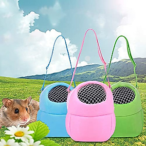 Pet Hamsters Carrier Bag Breathable Portable Outgoing Travel Backpack with Shoulder Strap for Small Pets Hamster, Hedgehog, Sugar Glider, Chinchilla, Guinea Pig (Green S)