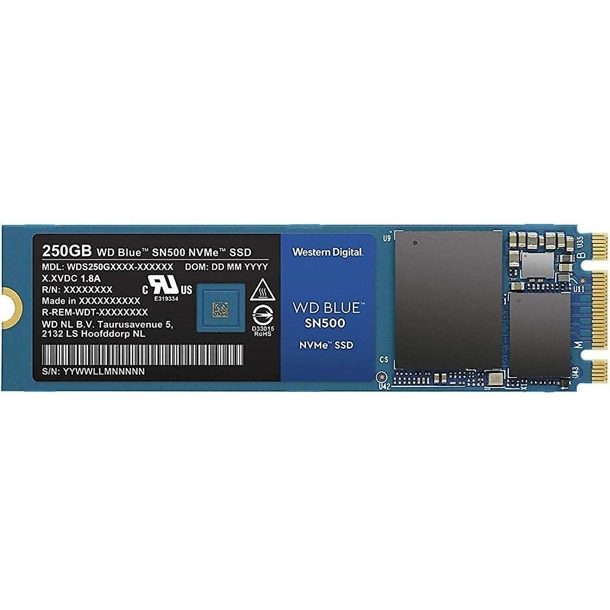 Western Digital 250GB WD Blue SN500 NVMe Internal SSD - Gen3 PCIe, M.2 2280, 3D NAND, Up to 1700 MB/s - WDS250G1B0C