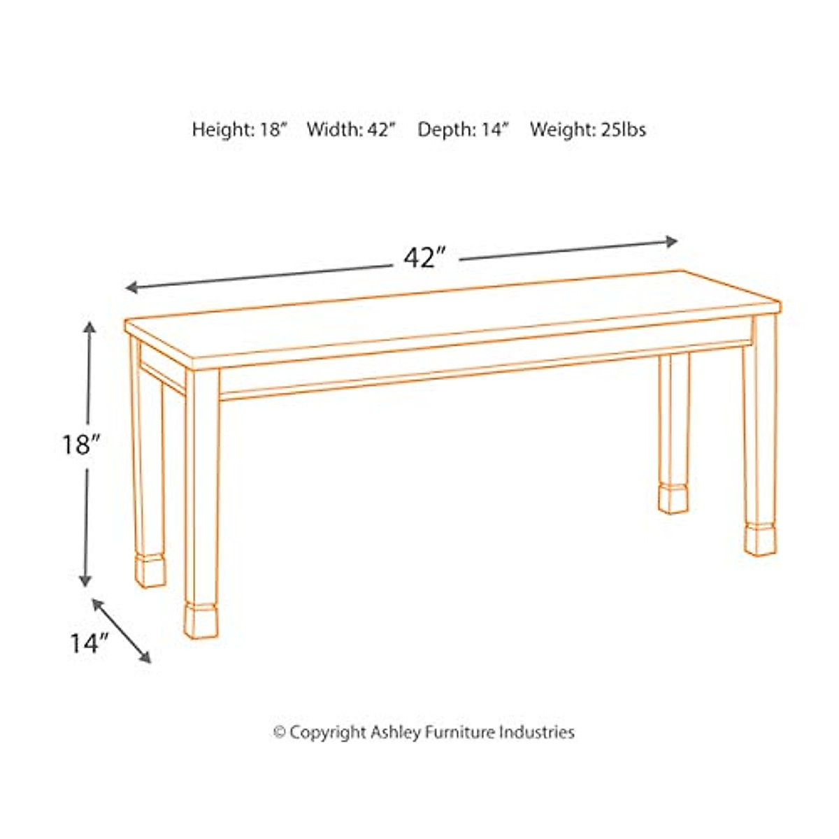 Signature Design by Ashley Whitesburg Cottage Rectangular Dining Bench, Brown & Antique White