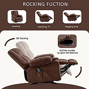 BOSMILLER Massage Rocker Recliner Chair with Vibration Massage and Heat Ergonomic Lounge Chair for Living Room with Rocking Function and Side Pocket, 2 Cup Holders, USB Charge Port