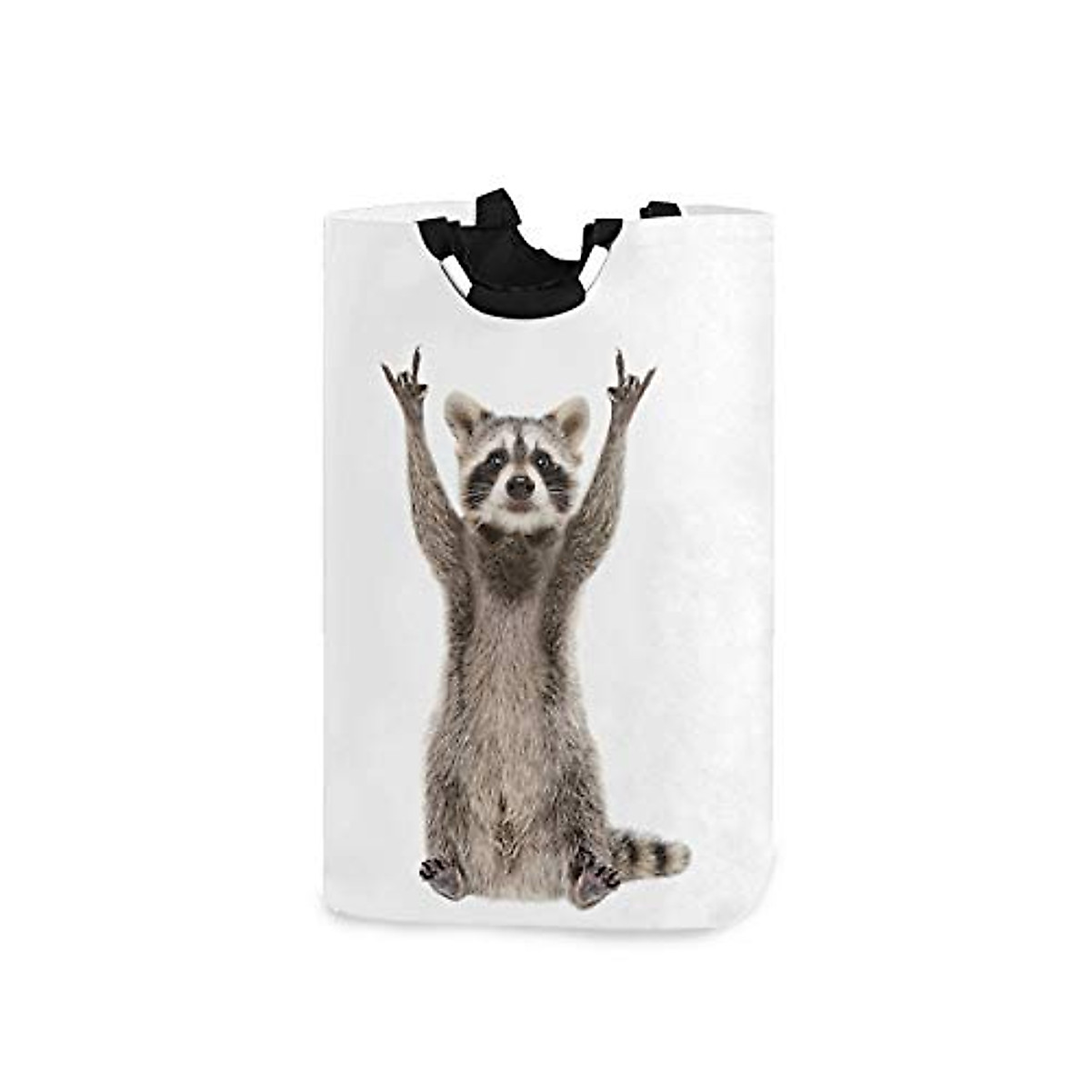 Tarity Funny Rock Raccoon Laundry Hamper 52L Large Laundry Baskets Oxford Collapsible Dirty Clothes Tote Storage Bag with Handles Foldable Washing Basket Bin for Bedroom Bathroom Closet