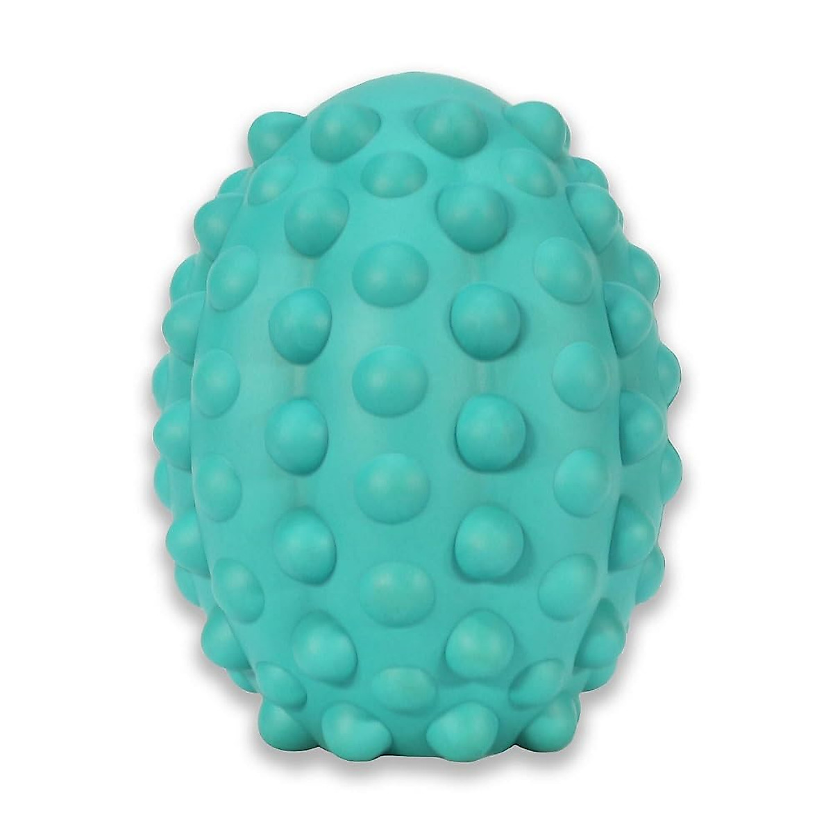 Dog Toy Topia Dog Toys ∣ Dog Toys for Aggressive Chewers ∣ Rubber Ball Dog Toys Soft Treat Dispensing Dog Toys for Large Dogs Rugby Treat Ball Toys, Turquoise, Pack 1