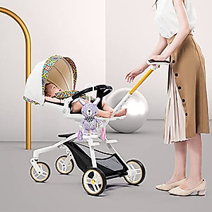 AIPINQI Baby Hanging Toy Cartoon Animal Stuffed Rattle Bell Carseat Toys Crib Car Seat Travel Stroller Soft Plush Toys with Wind Chimes, Grey